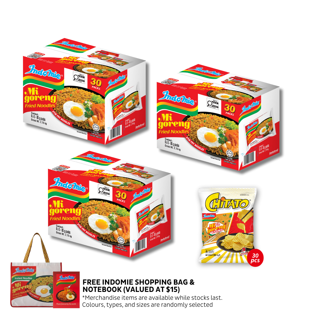 3 Boxes of Mi Goreng Special (3 x 30 pk) + 1 Box of Chitato Potato Chi ...