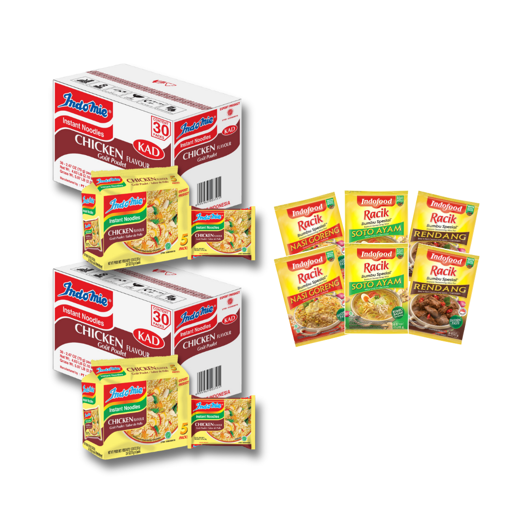 2 Boxes of Chicken Flavour Indomie (2x30 pk) + 6 Packs of Seasoning (2 ...