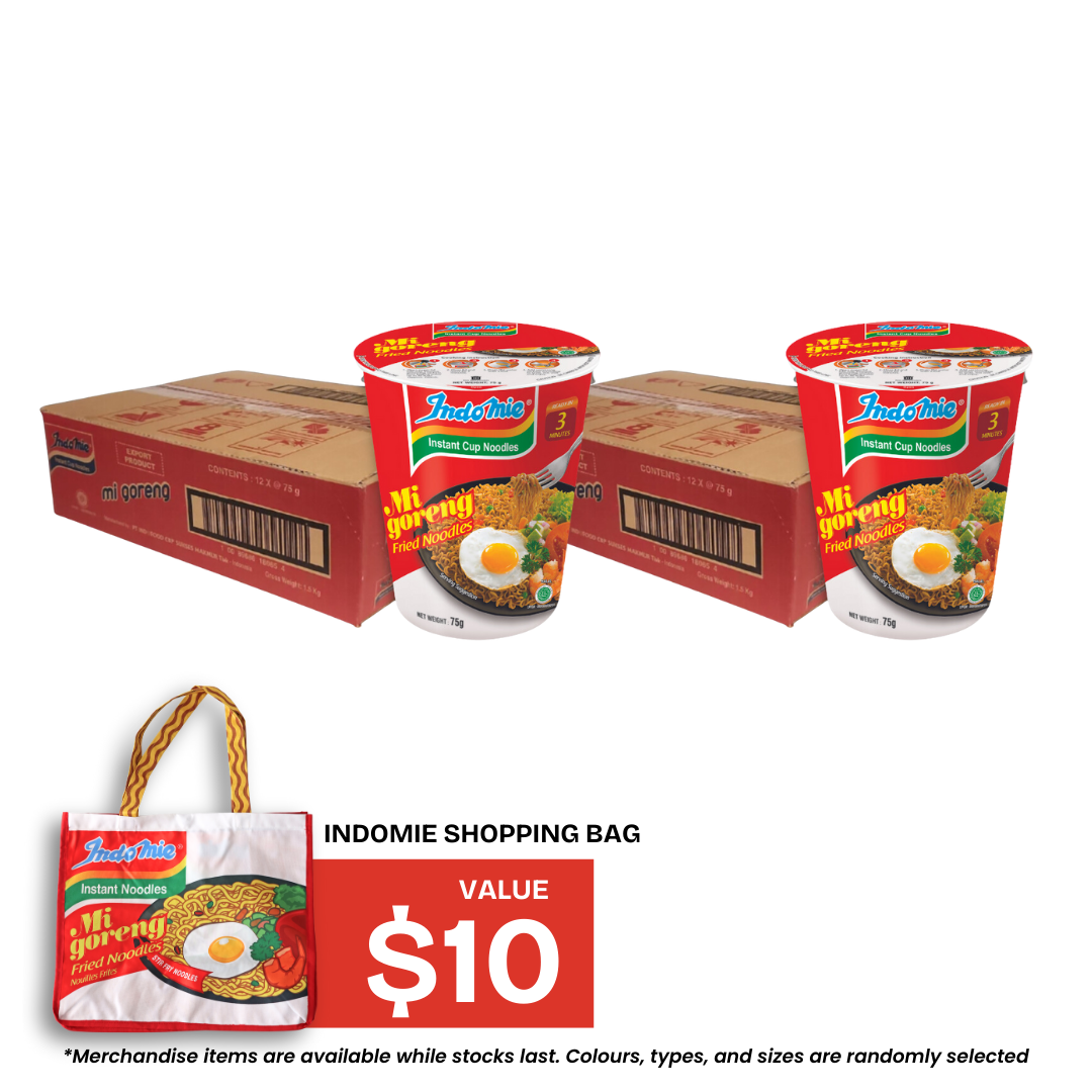 2 Boxes of Mi Goreng Cup (2 x 12 cups) + Shopping Bag – Indomie Canada