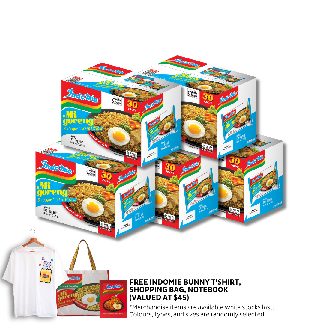 5 Boxes of Mi Goreng BBQ Chicken (5 x 30 pk) [BBD: Feb 2026] + Oversiz ...