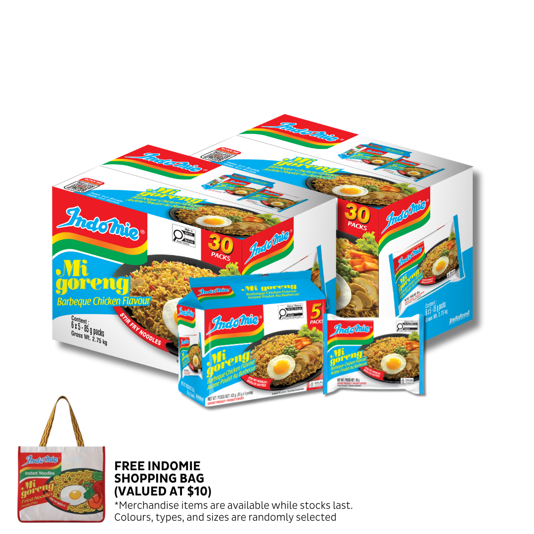 2 Boxes of Mi Goreng BBQ Chicken (2 x 30 pk) + Shopping Bag – Indomie ...