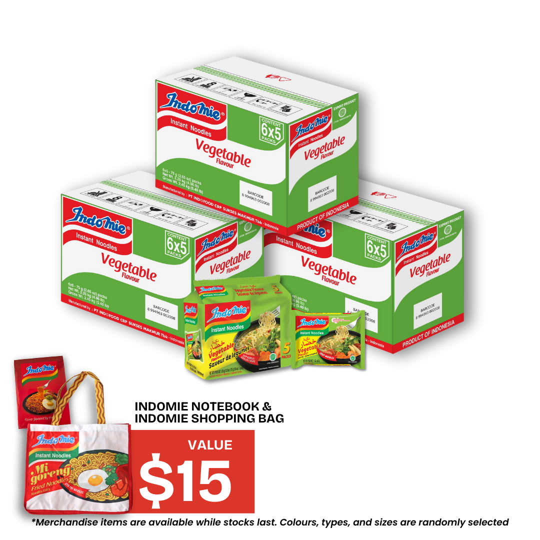 3 Boxes of Vegetable Flavour (3 x 30 pk) + Shopping Bag + Notebook ...