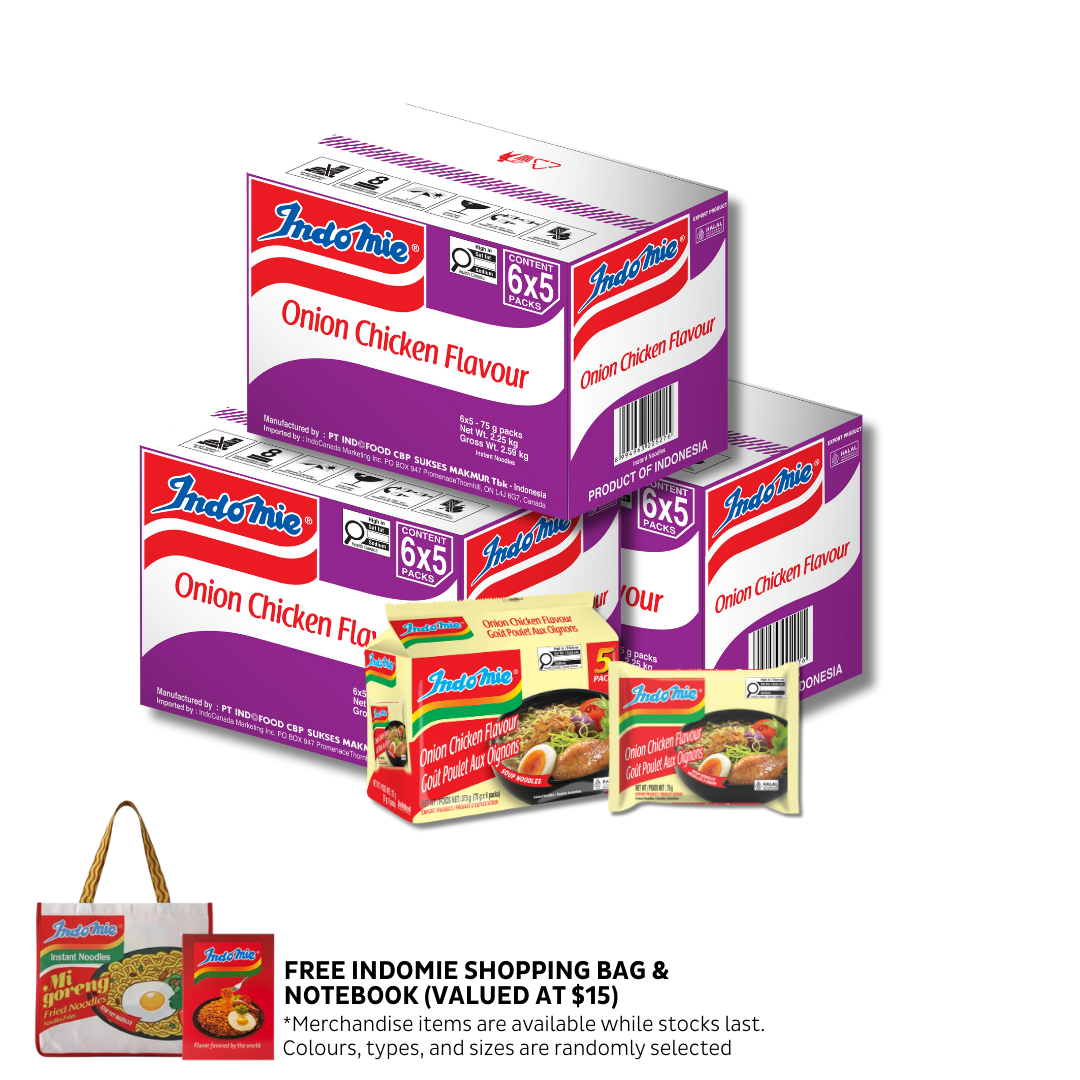 3 Boxes of Onion Chicken Flavour (30 pk) – Indomie Canada