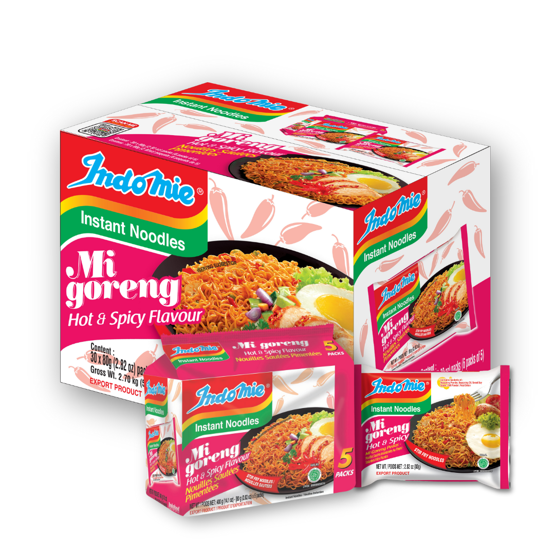 5 Boxes of Mi Goreng Hot & Spicy (5 x 30 pk) – Indomie Canada