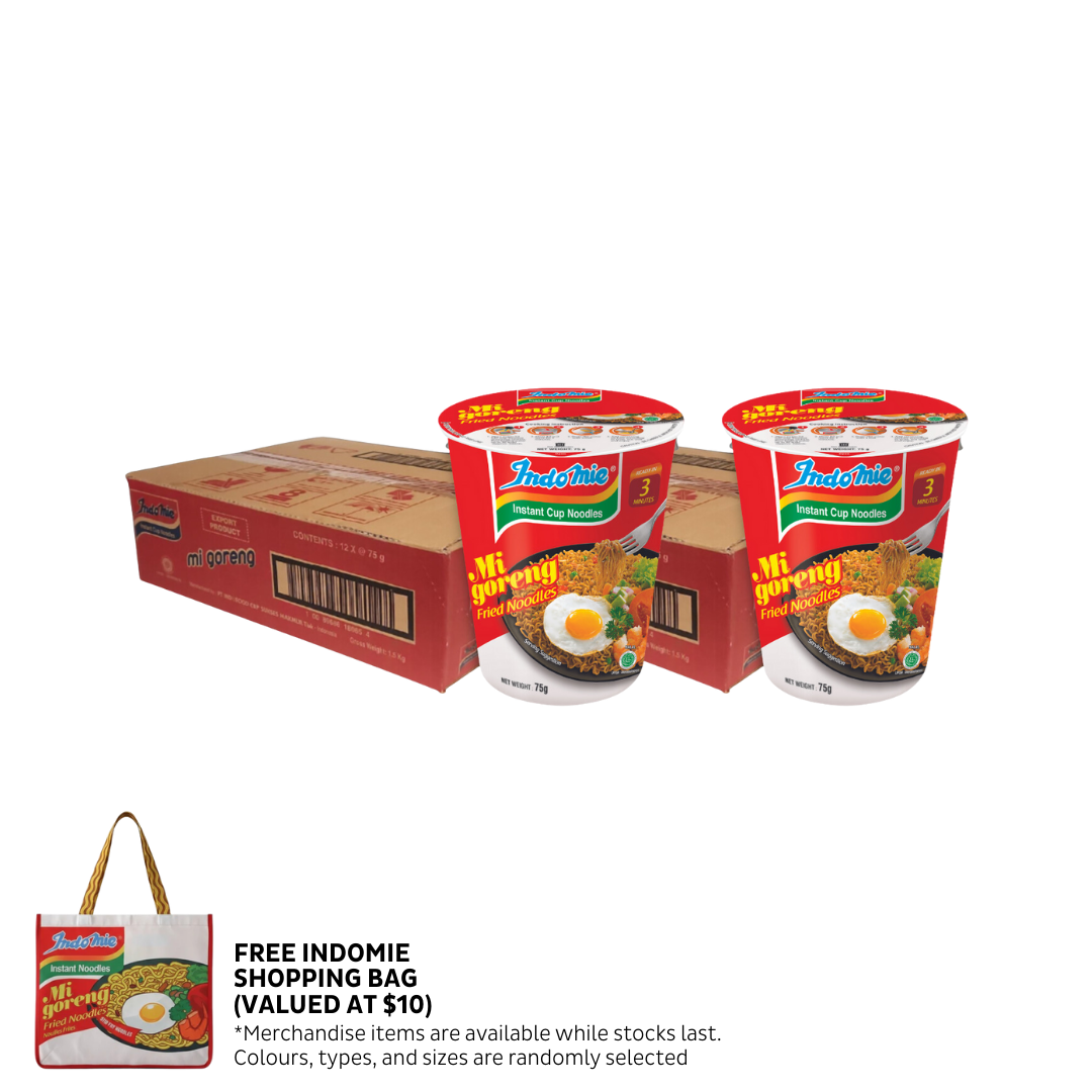 2 Boxes of Mi Goreng Cup (2 x 12 cups) + Shopping Bag – Indomie Canada