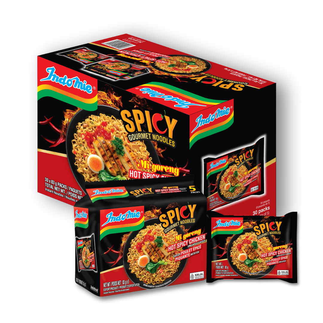 Mi Goreng Hot Spicy Chicken (30 pk) - BBD: Jan 2026 – Indomie Canada